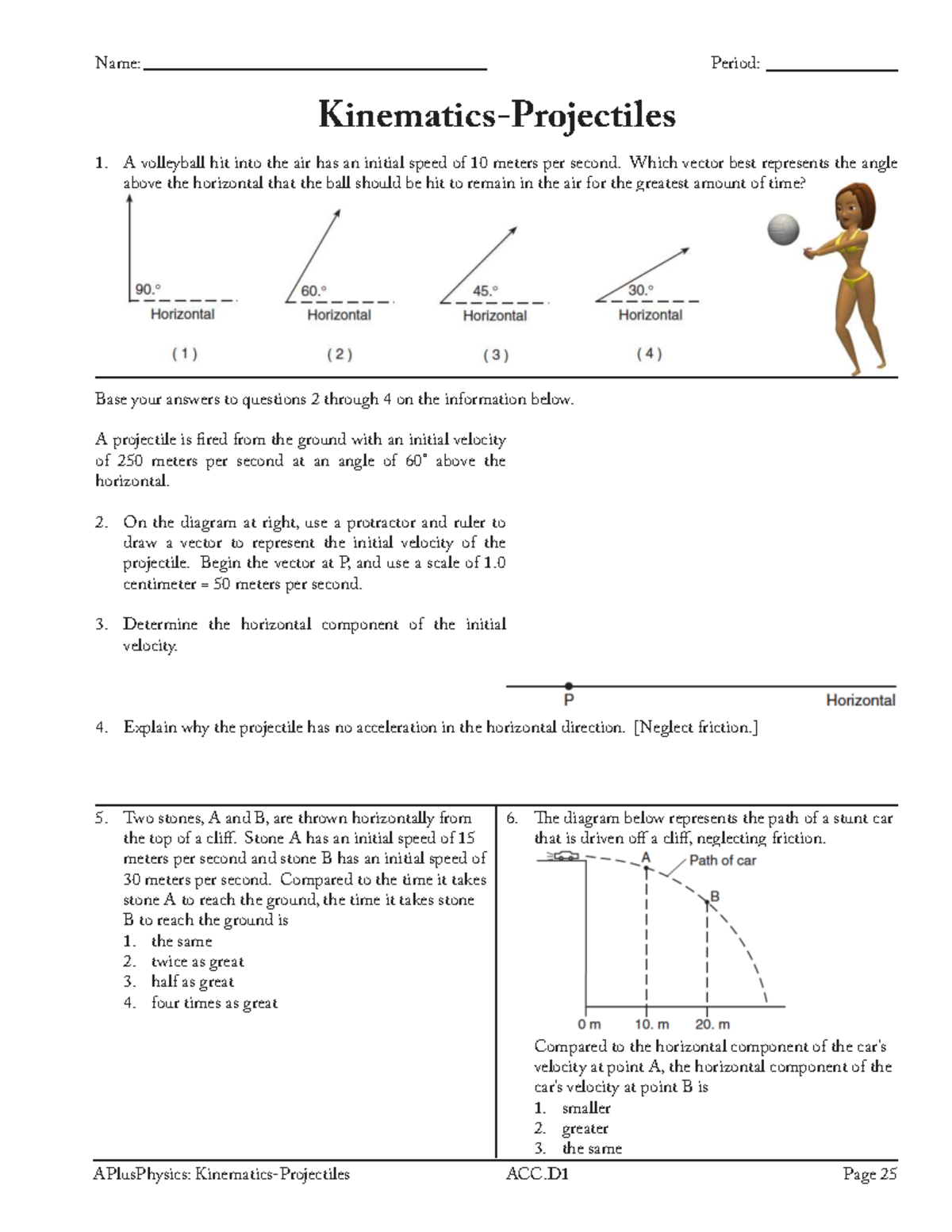 ACC.D1 Projectile Motion Study Guide and Practice Questions - Studocu