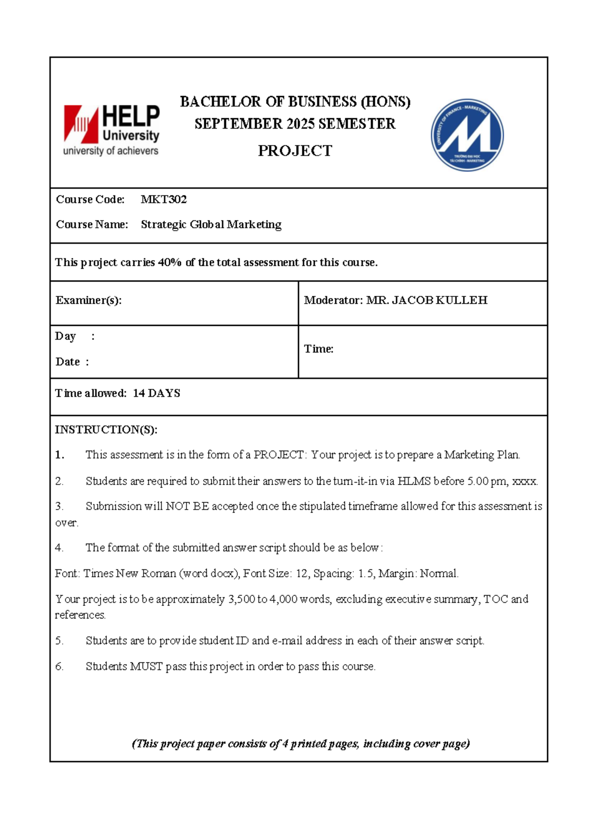 MKT302 Strategic Global Marketing Project: Marketing Plan for SolarNova ...
