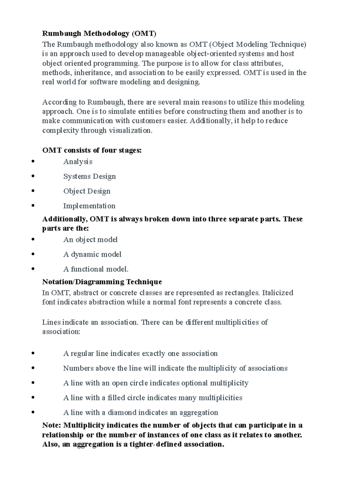 Unit 9: Understanding Rumbaugh Methodology (OMT) for Object-Oriented Design - Studocu