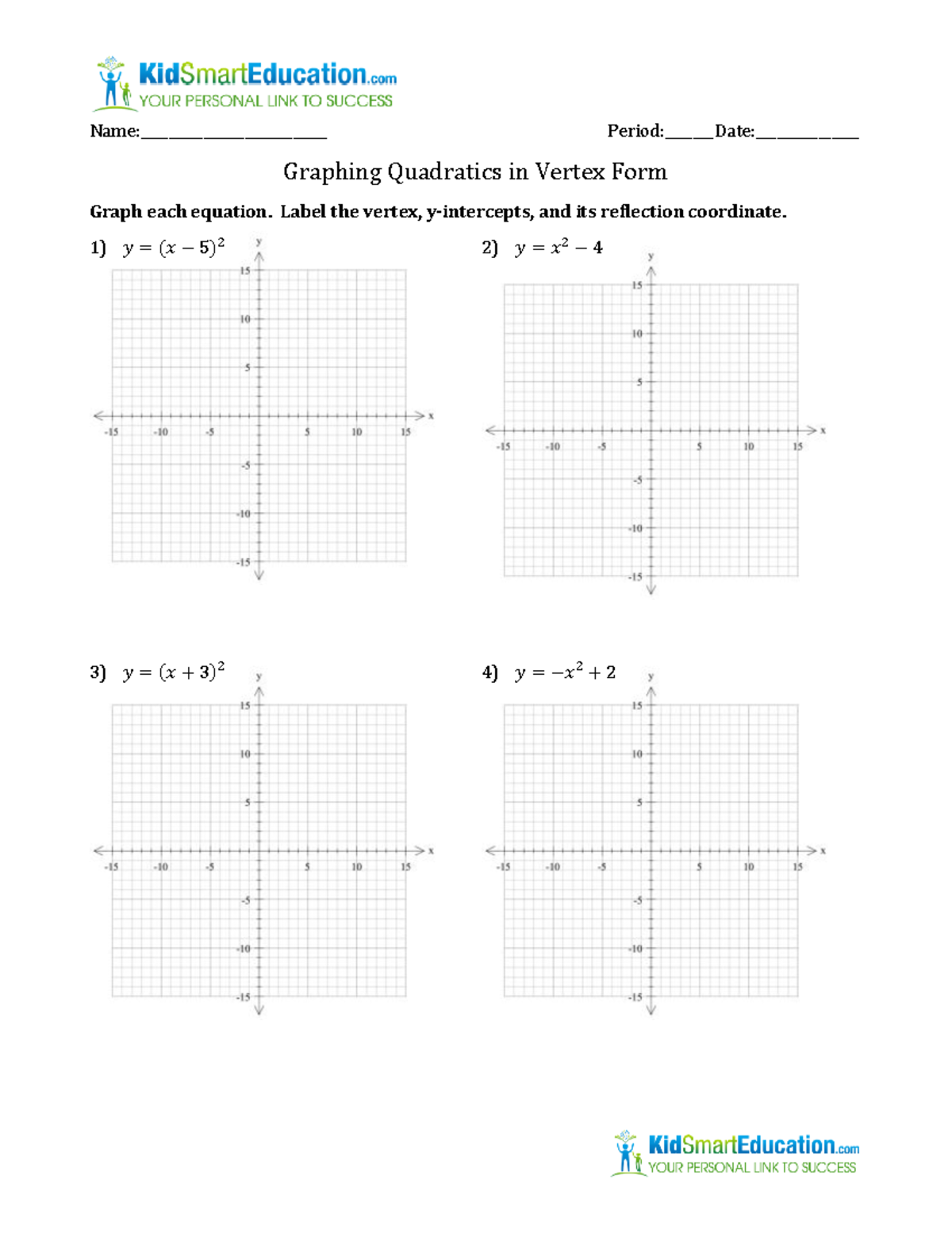 A0901 Graphing Quadratics in Vertex Form - Name ...