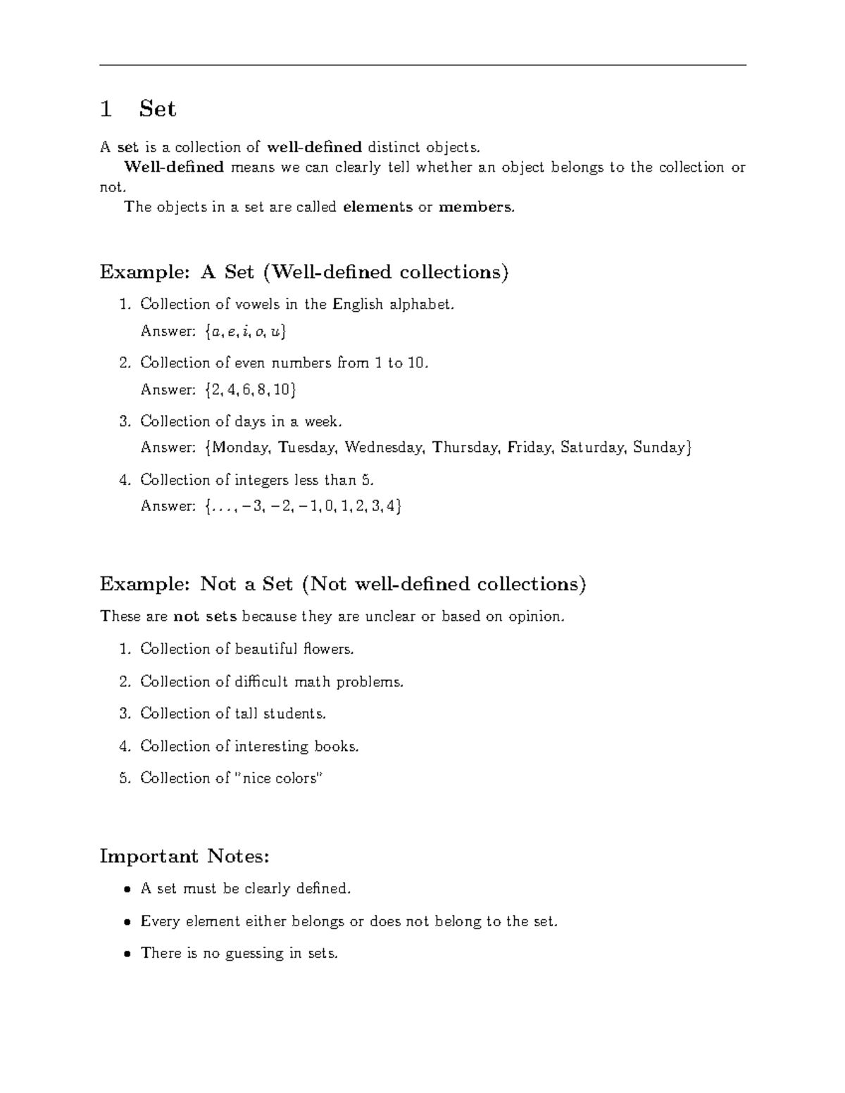 Set Theory Concepts and Examples - Math 101 - Studocu