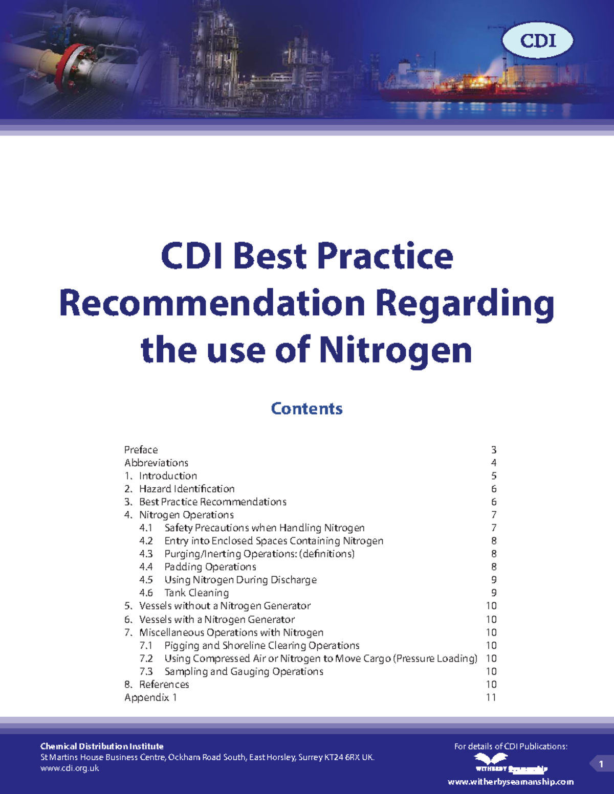 CDI Best Practices for Nitrogen Use in Chemical Operations - Studocu