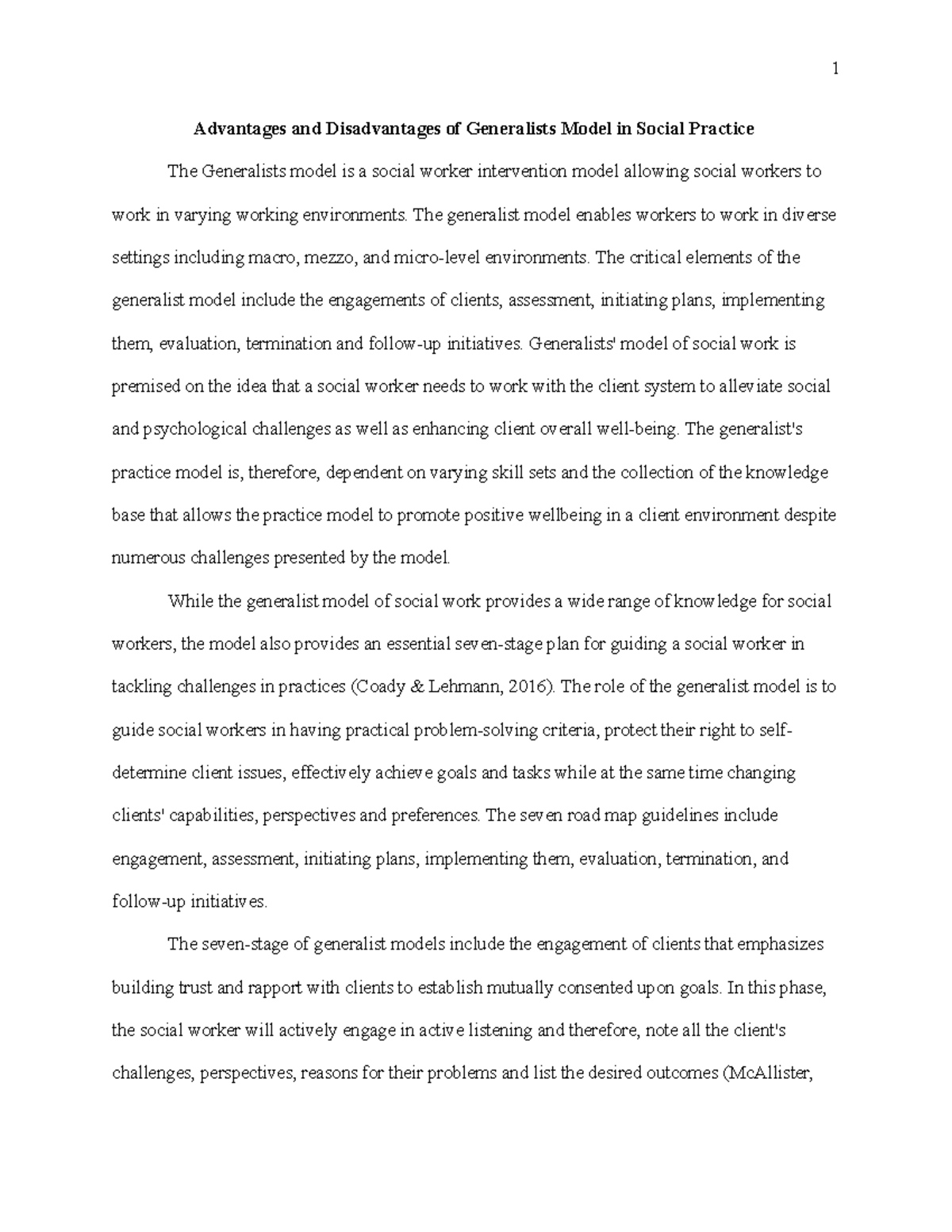 Generalists model - The generalist model enables workers to work in ...