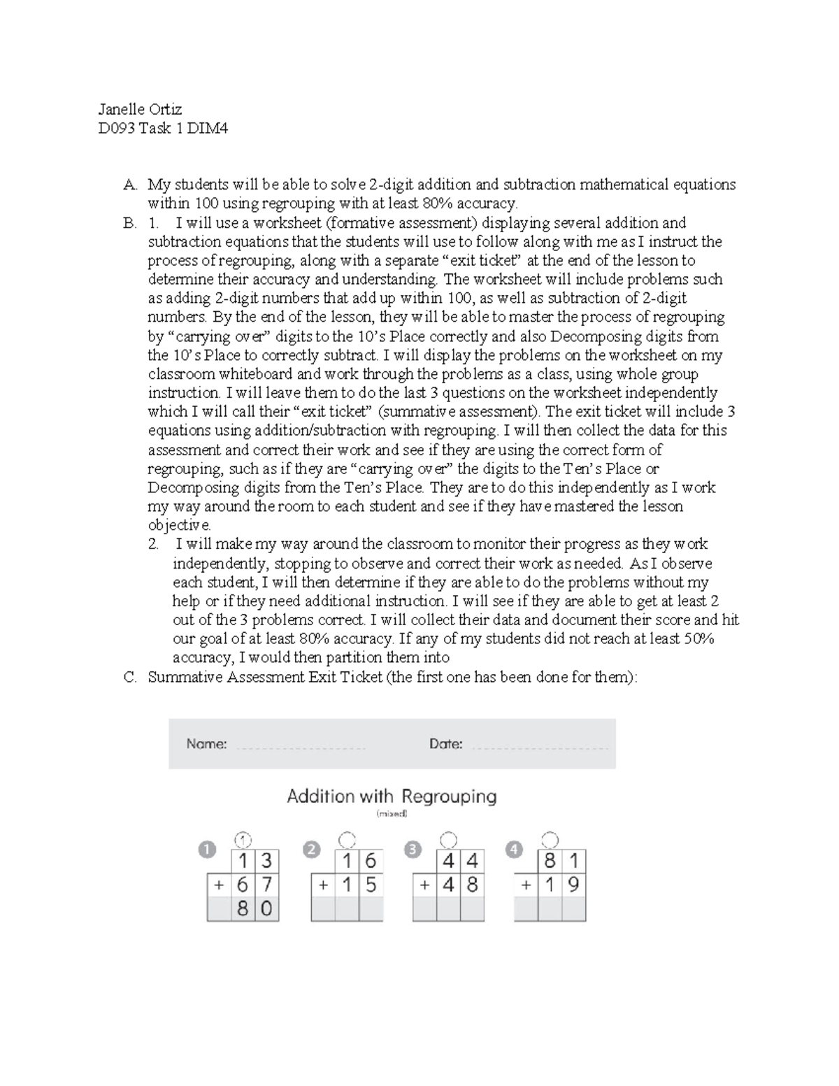 D093 - DIM4 Task 1 - (Assessing Impact on Student Learning) - Janelle ... D093 - DIM4 Task 1 - (Assessing Impact on Student Learning) - Janelle ...