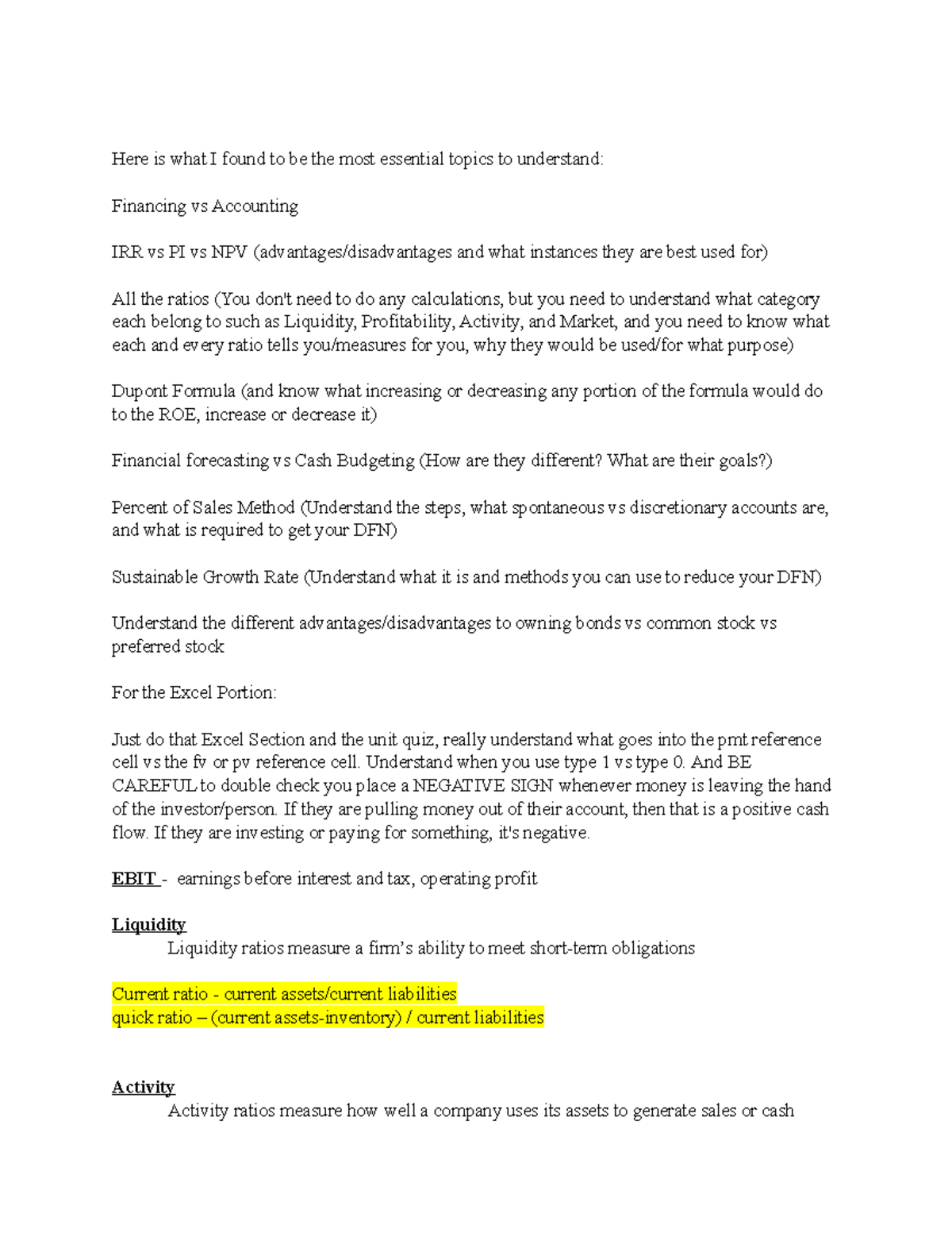 D076 Study Guide - Key Topics in Finance and Accounting - Studocu