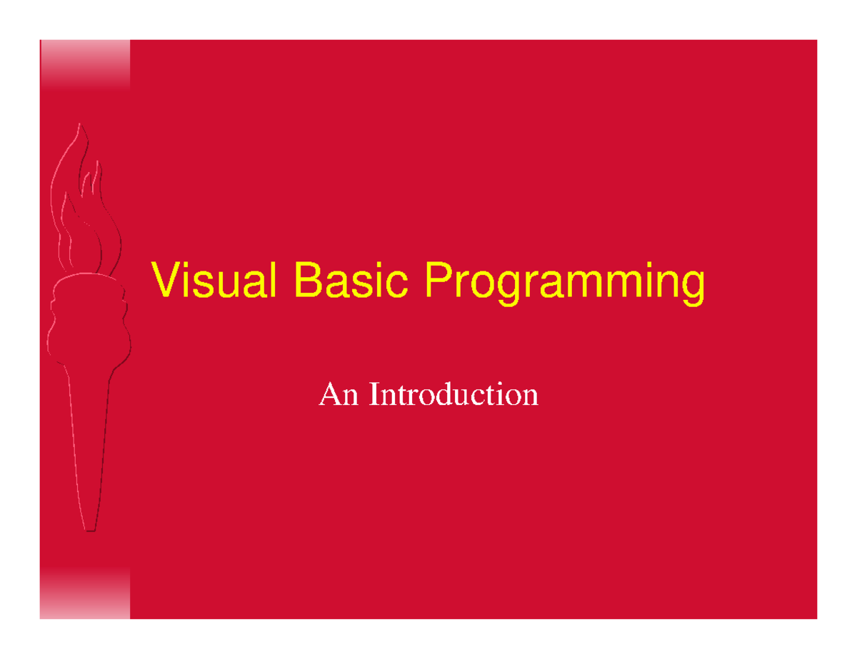 Visual Basic Programming - Intro & Key Concepts (VB101) - Studocu