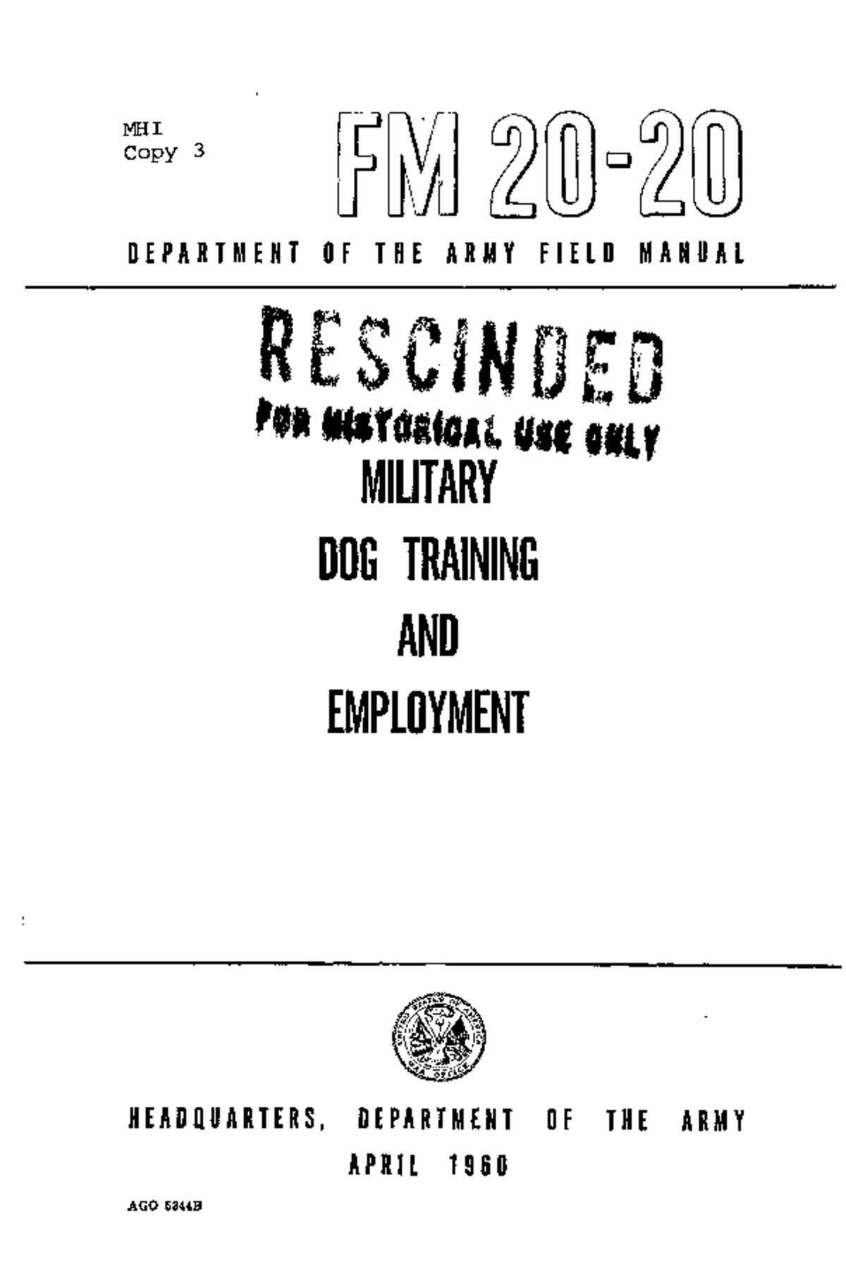 FM20-20(60) - Due to the adaptation - Copy 3 DEPARTMENT OF THE ARMY ...