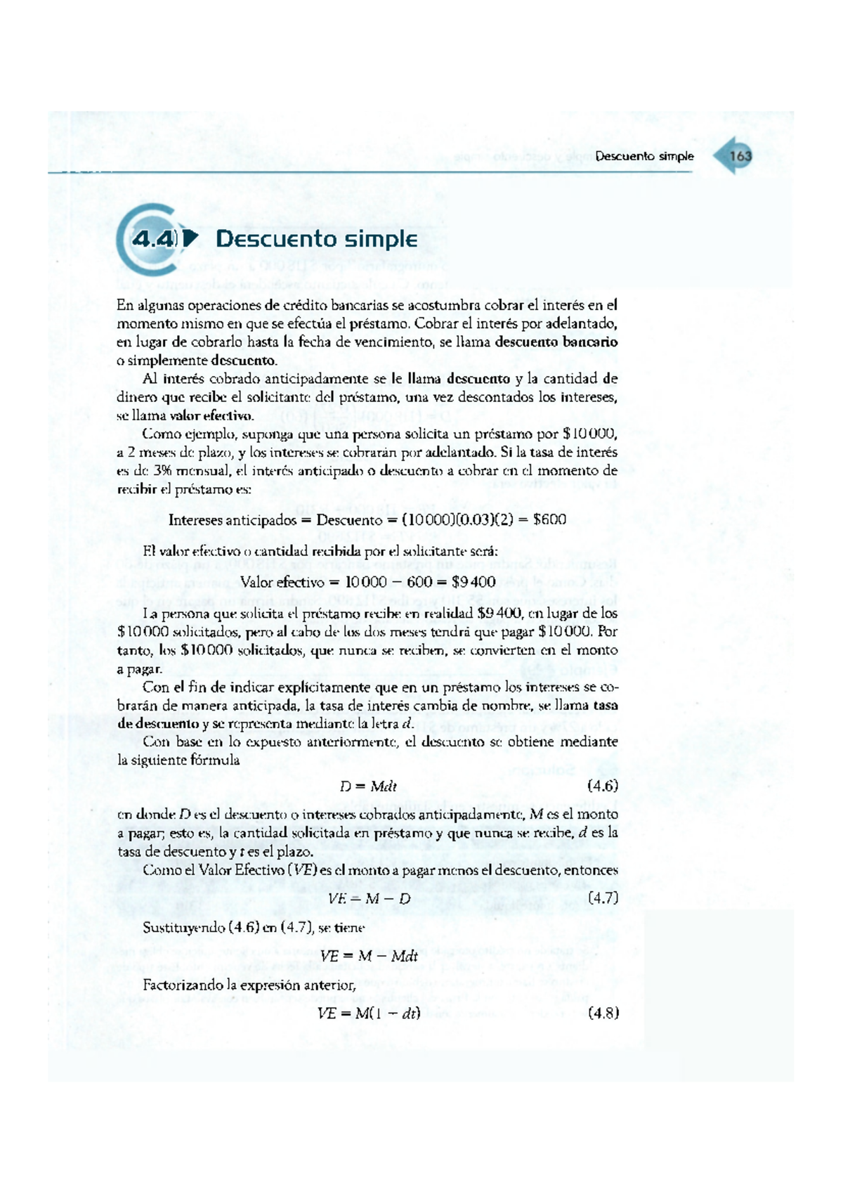 Teoría y Ejemplos de Descuento Simple: Capítulo 4 - Interés Simple - Studocu