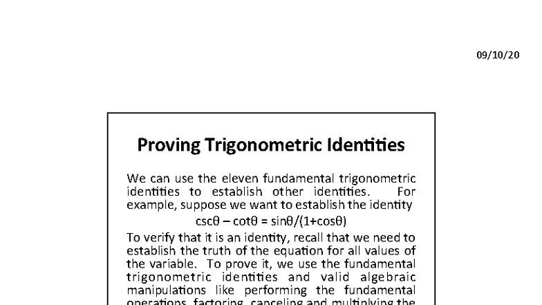 Proving-Identities - proving identities - 09/10/ 1 Proving ...