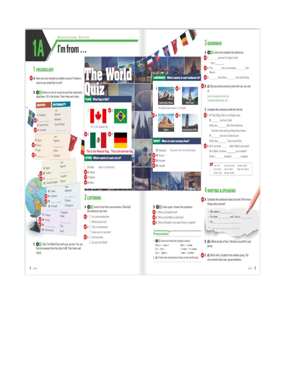 Countries and Nationalities Quiz 1A: Grammar and Vocabulary Activities ...
