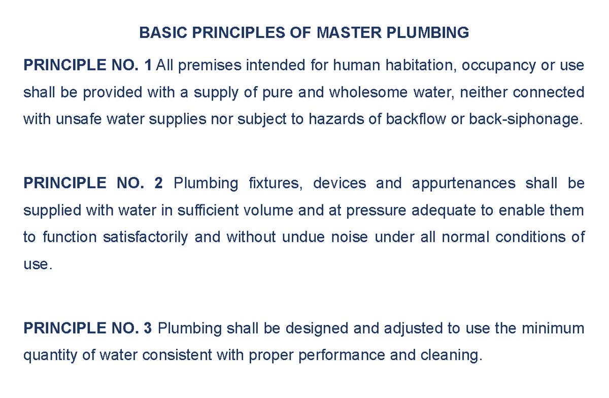BASIC PRINCIPLES OF MASTER PLUMBING (MP 101) - Studocu