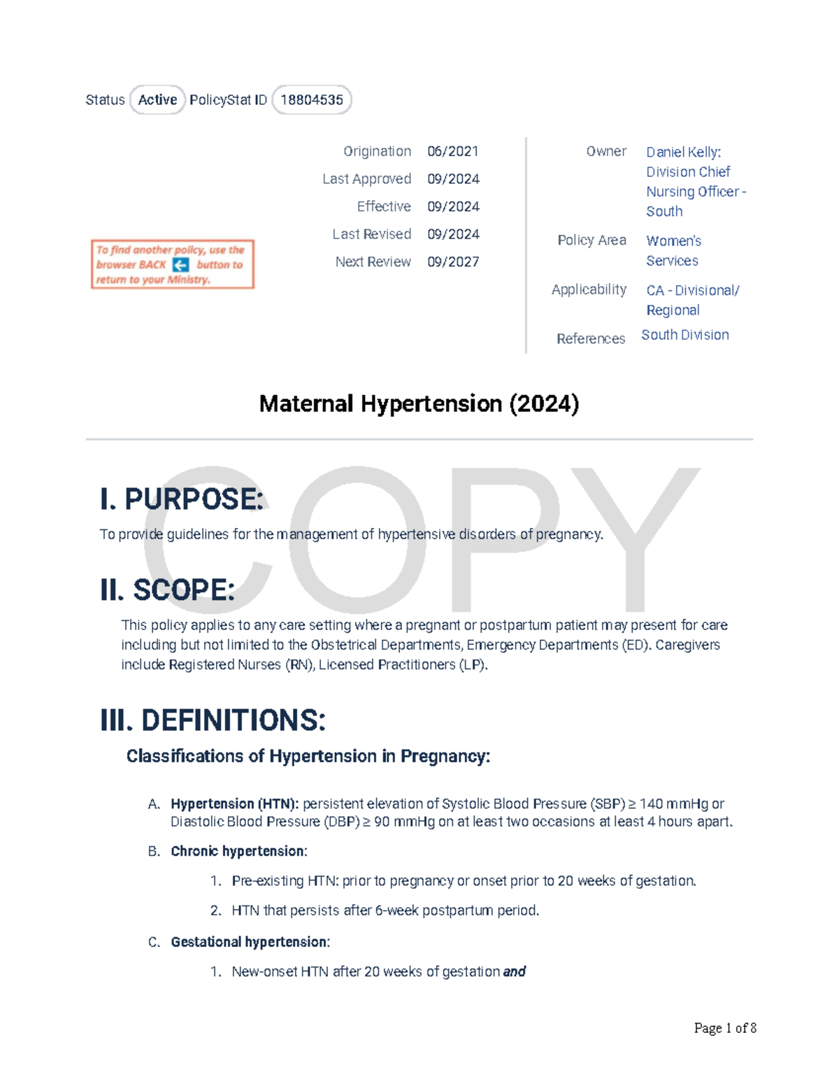 Maternal Hypertension Management Guidelines - CA 2024 - Studocu
