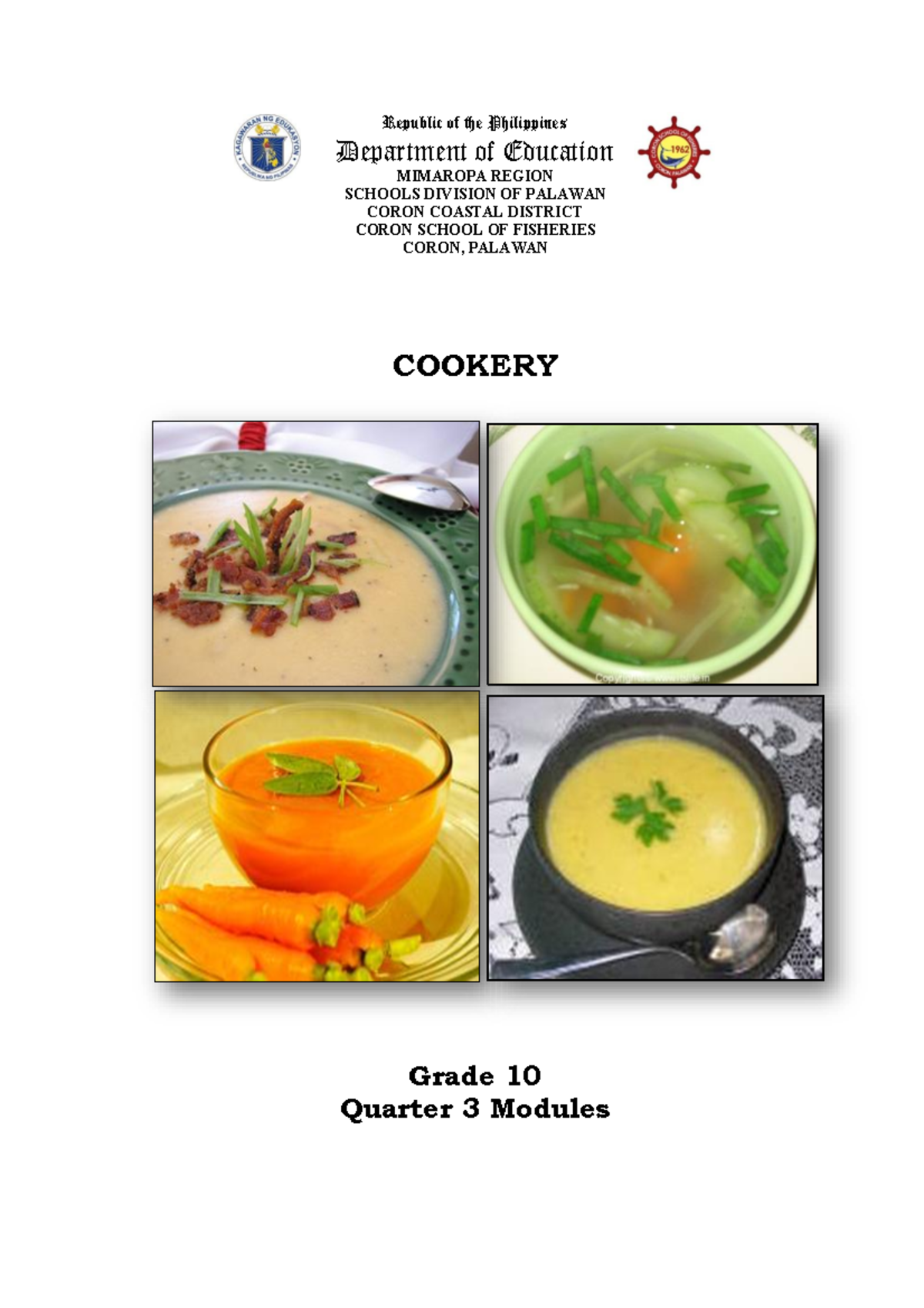 Q3 Cookery 10: Module 1 - Preparing Stocks & Soups Pre-Test - Studocu