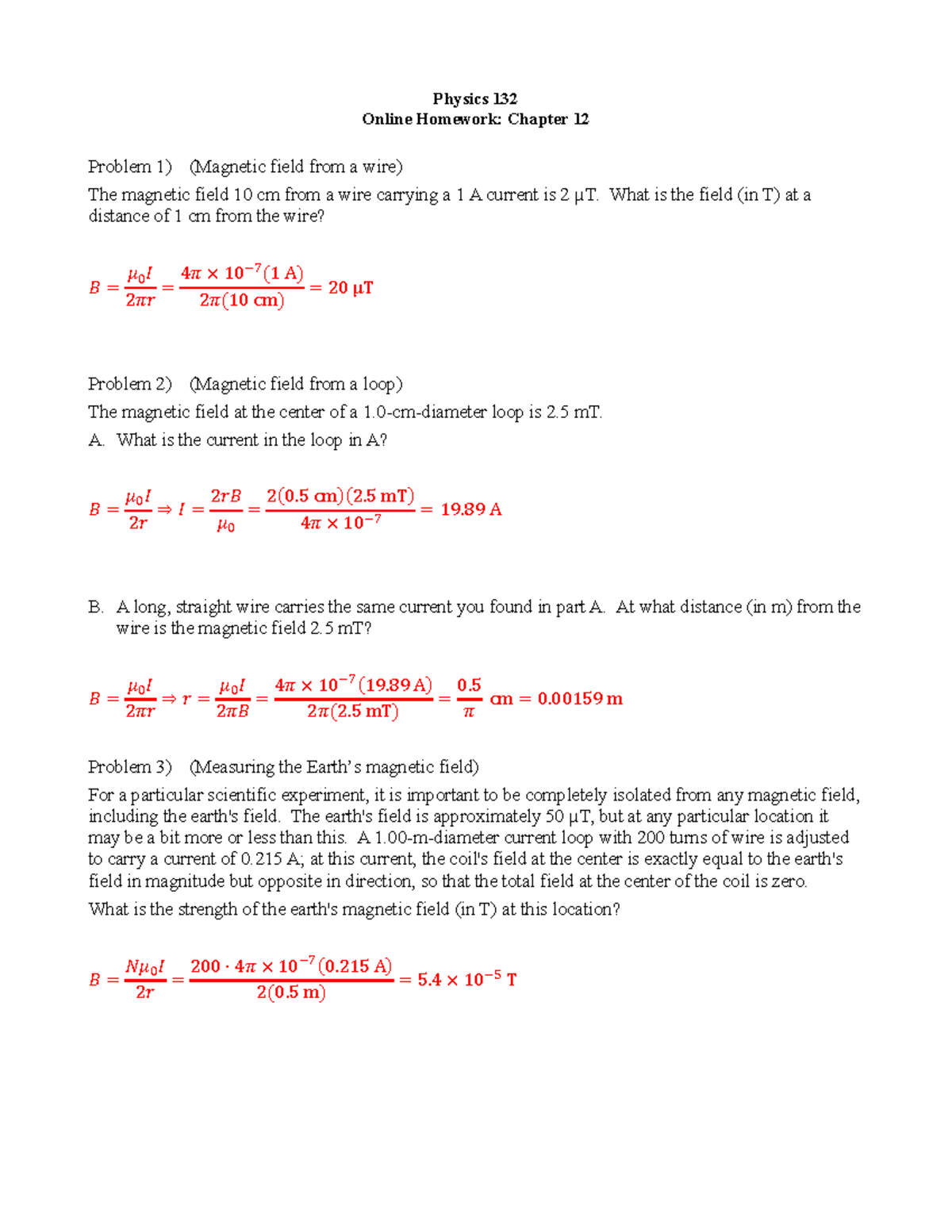 Physics 132 Online HW 12: Magnetic Fields & Forces Analysis - Studocu