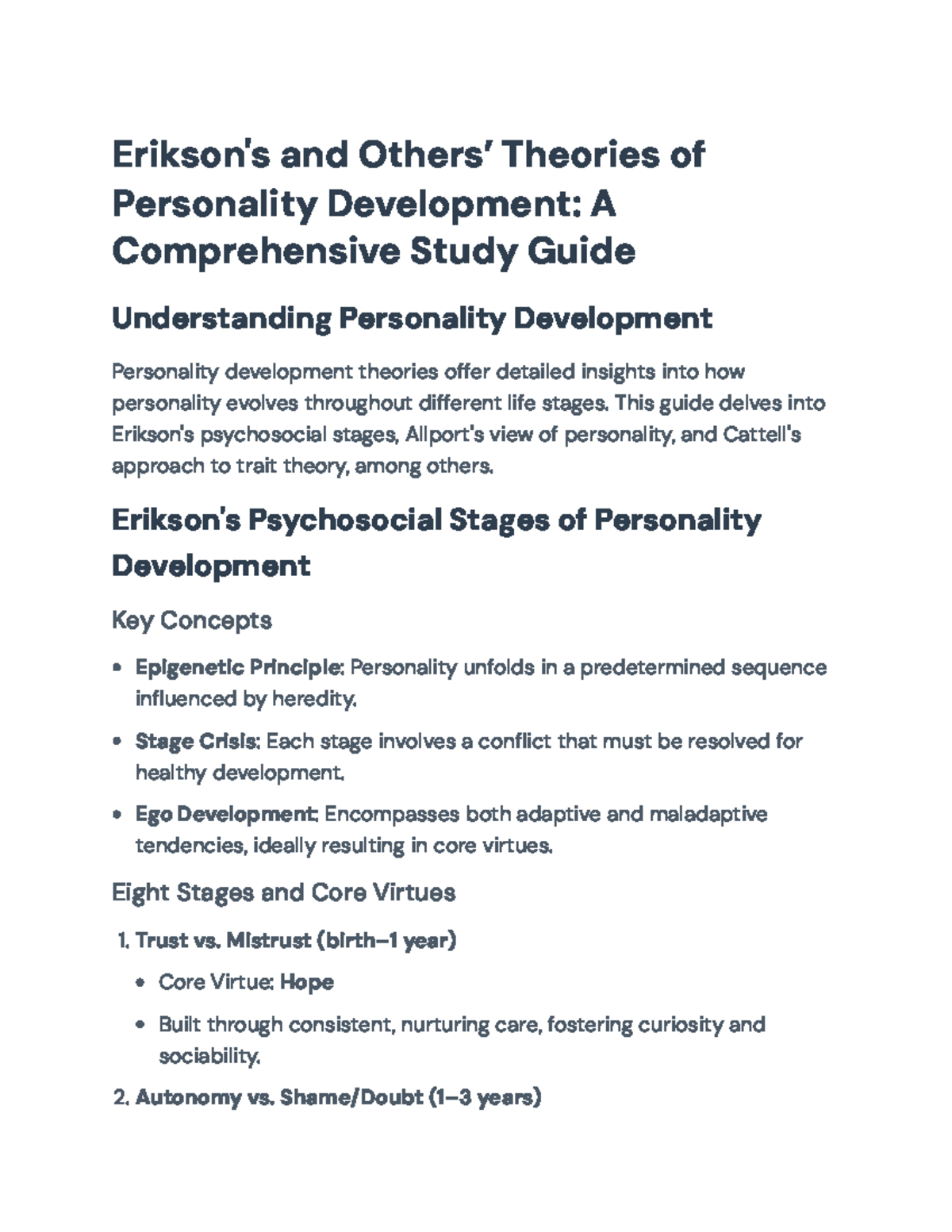 Erikson's Psychosocial Stages: A Comprehensive Study Guide on ...
