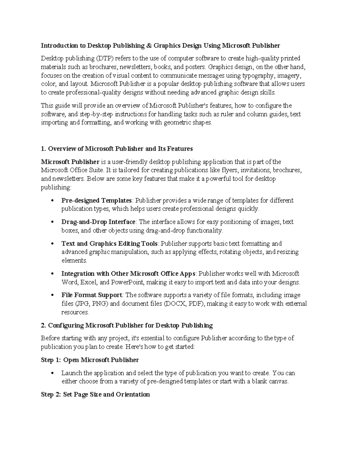 Introduction to Desktop Publishing - Graphics design, on the other hand ...