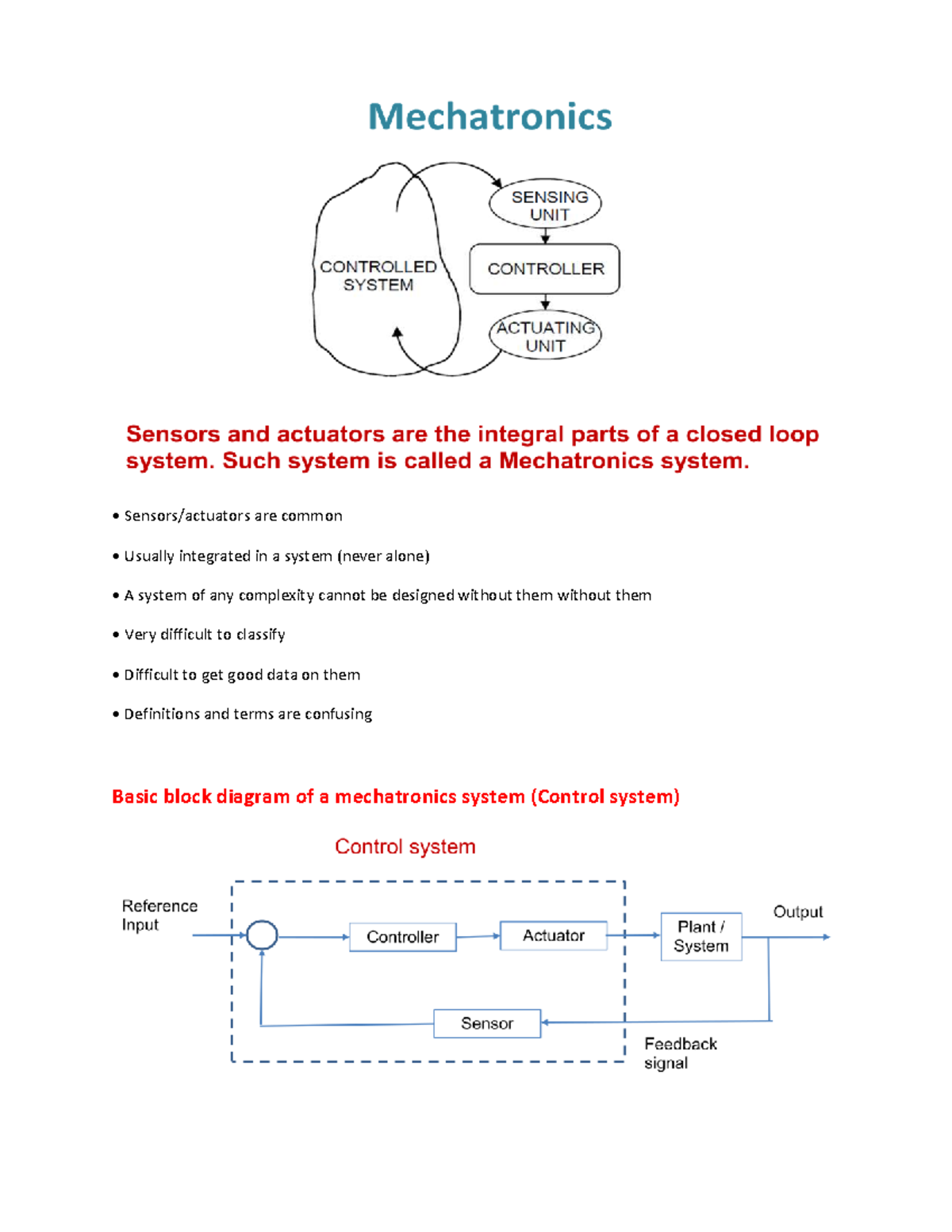 Sensors and Actuators in Mechatronics Systems: Key Concepts and ...