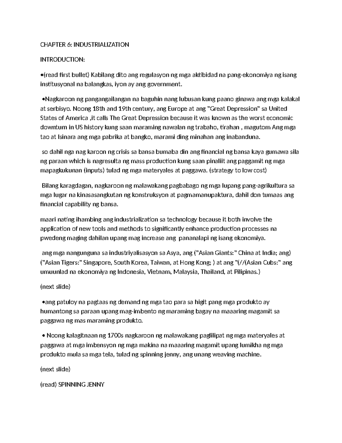 Explanation - summary of chap 6&7 of economic development - CHAPTER 6: INDUSTRIALIZATION - Studocu