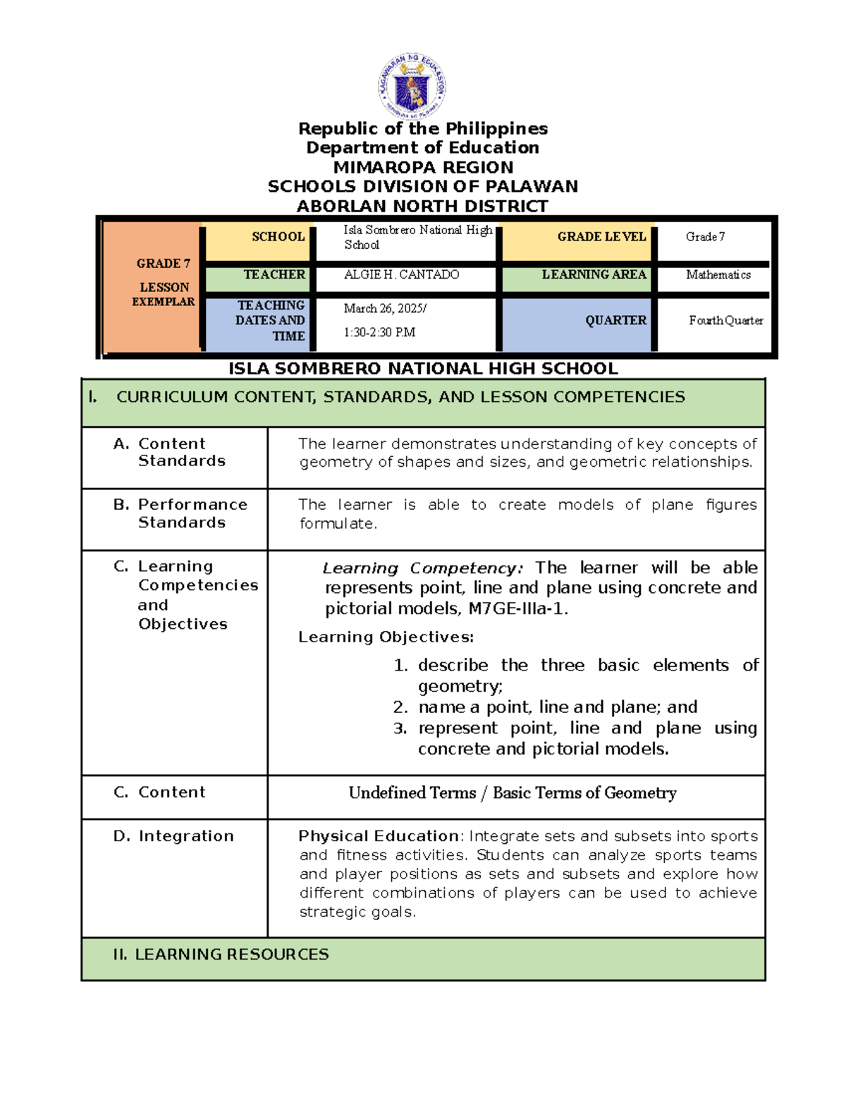Lesson-PLAN MATH7 NEW - lesson plan - Republic of the Philippines ...