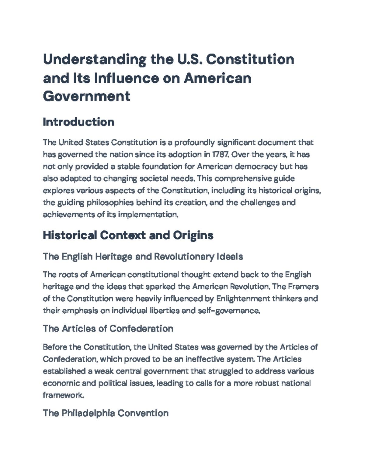 Understanding the U.S. Constitution: Its Role in American Governance ...