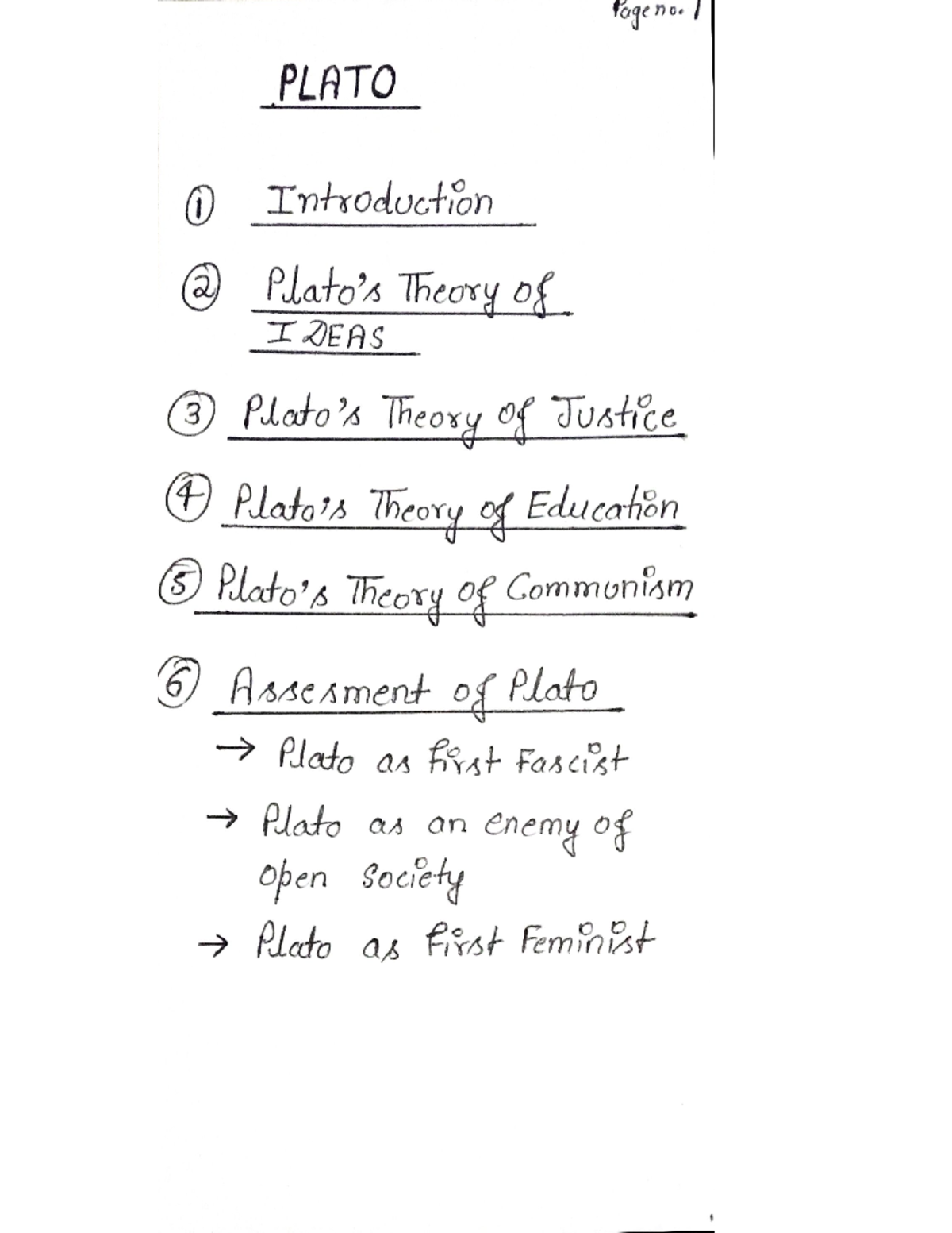 Plato written notes - Needy - Page no PLATO 1 Introduction 2 Theory of ...