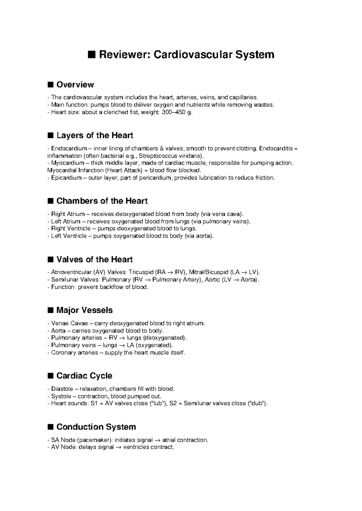Cardiovascular System Overview: Key Concepts & Functions - Studocu