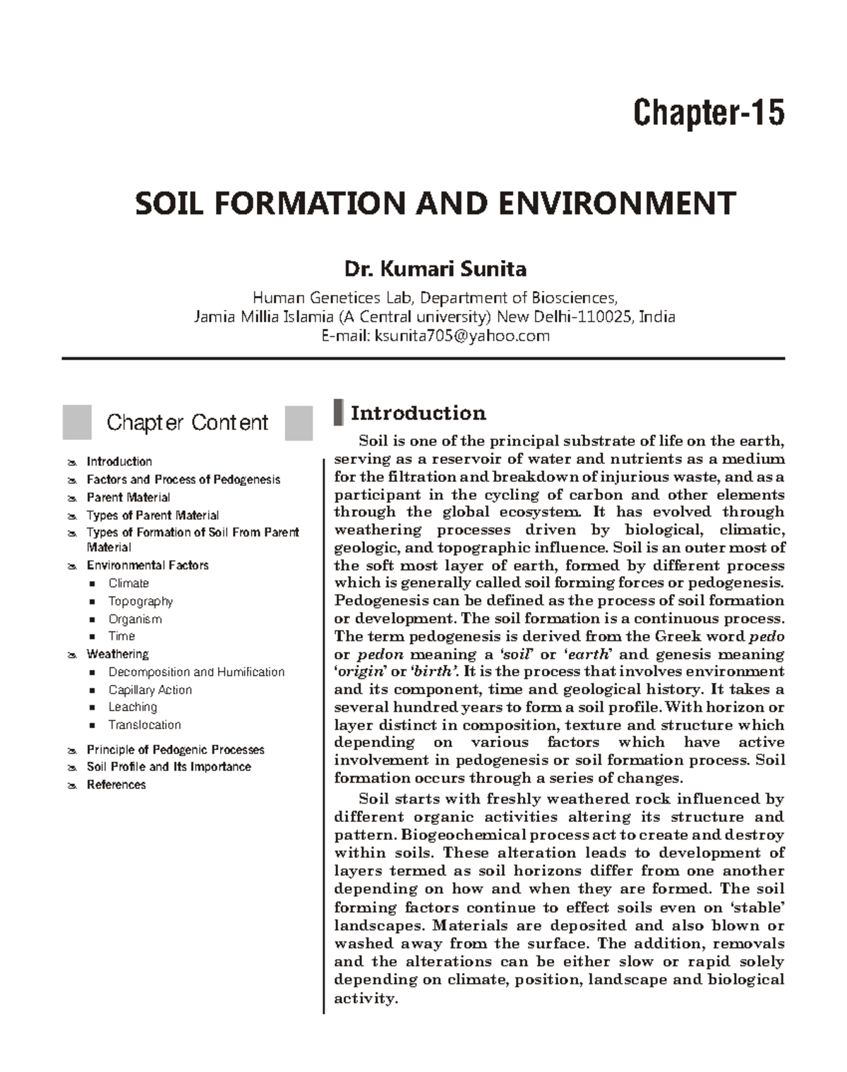 SOIL FORMATION AND ENVIRONMENT: Chapter 15 Notes (Biosciences) - Studocu