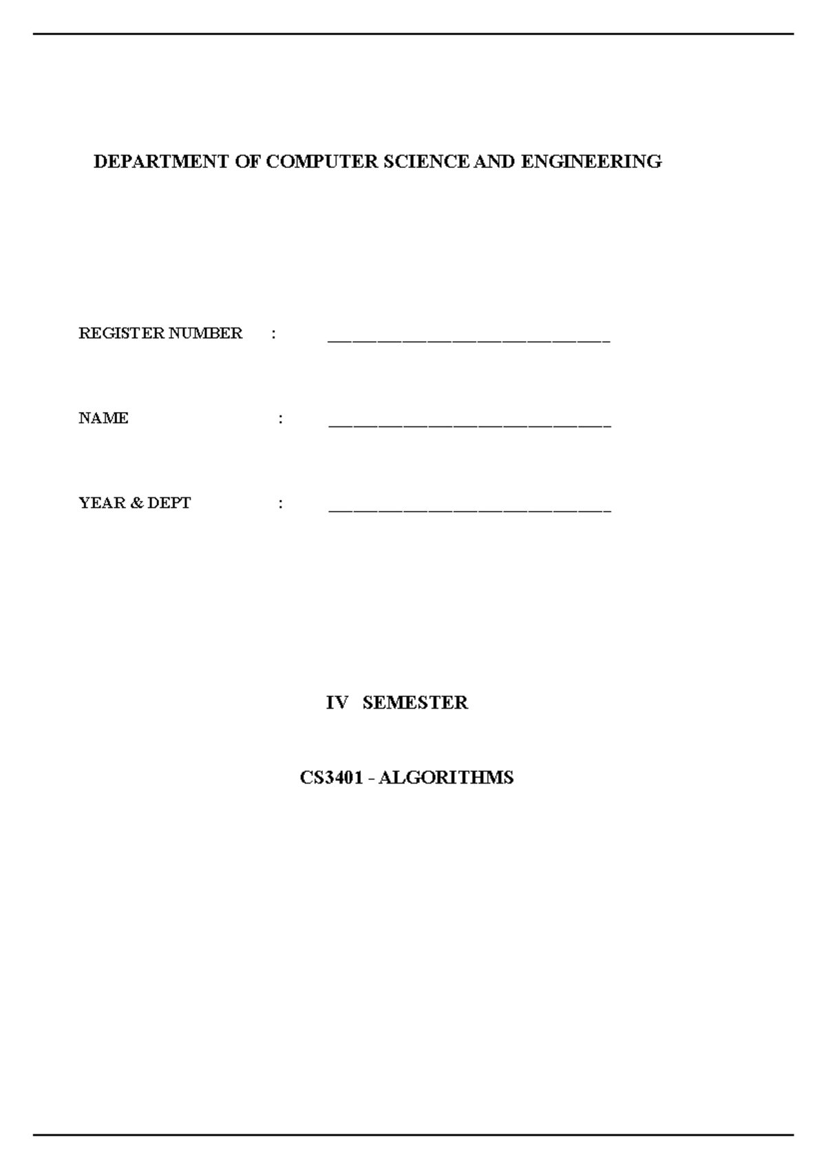 CS3401 Algorithms Lab Manual - Practical Examination Record - Studocu