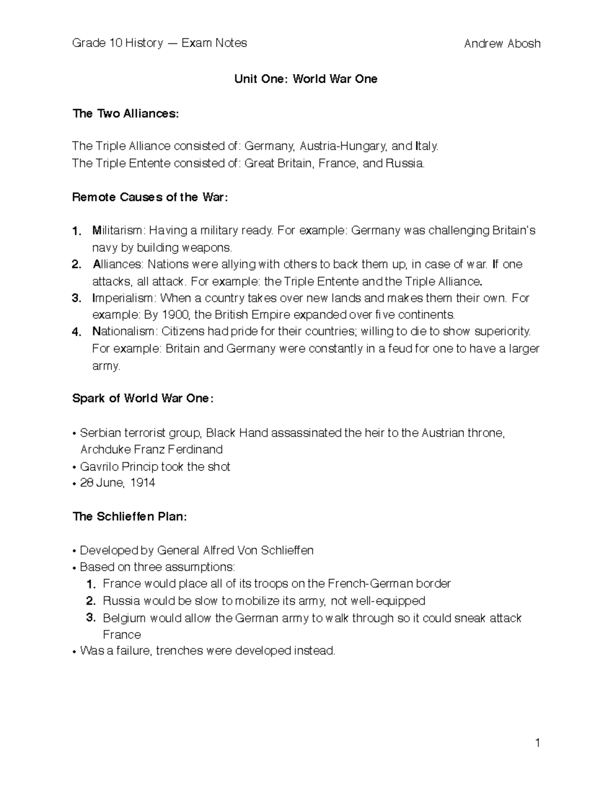 Grade 10 History Exam Notes: World Wars and Canadian History - Studocu