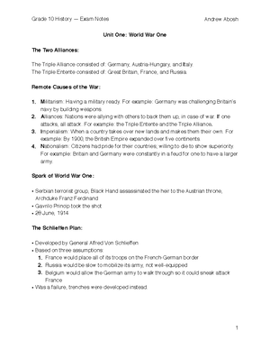 Canadian History - Grade: 10 - High School - Canada - Studocu