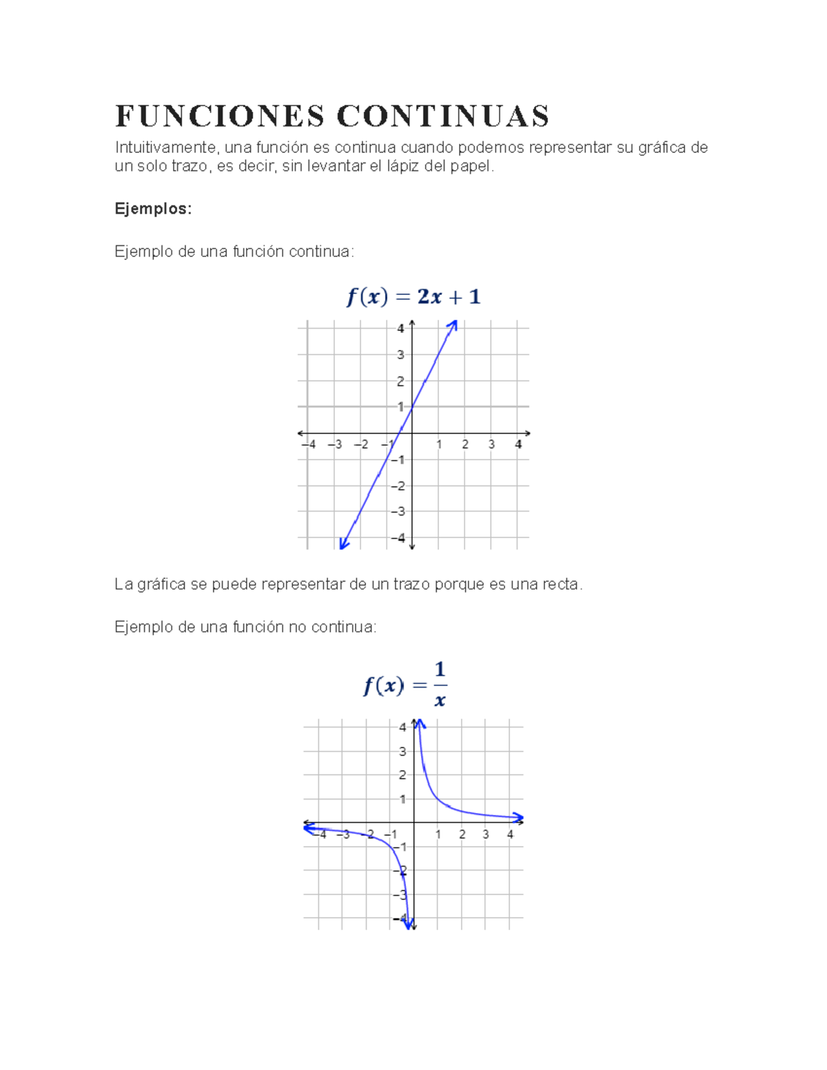 Graficas de funciones continuas - FUNCIONES CONTINUAS Intuitivamente ...