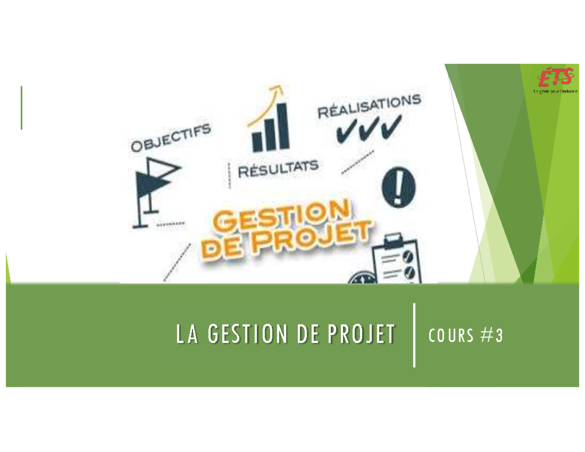 Gestion de Projet : Cours 3 H26 - Contenu et Concepts Clés - Studocu