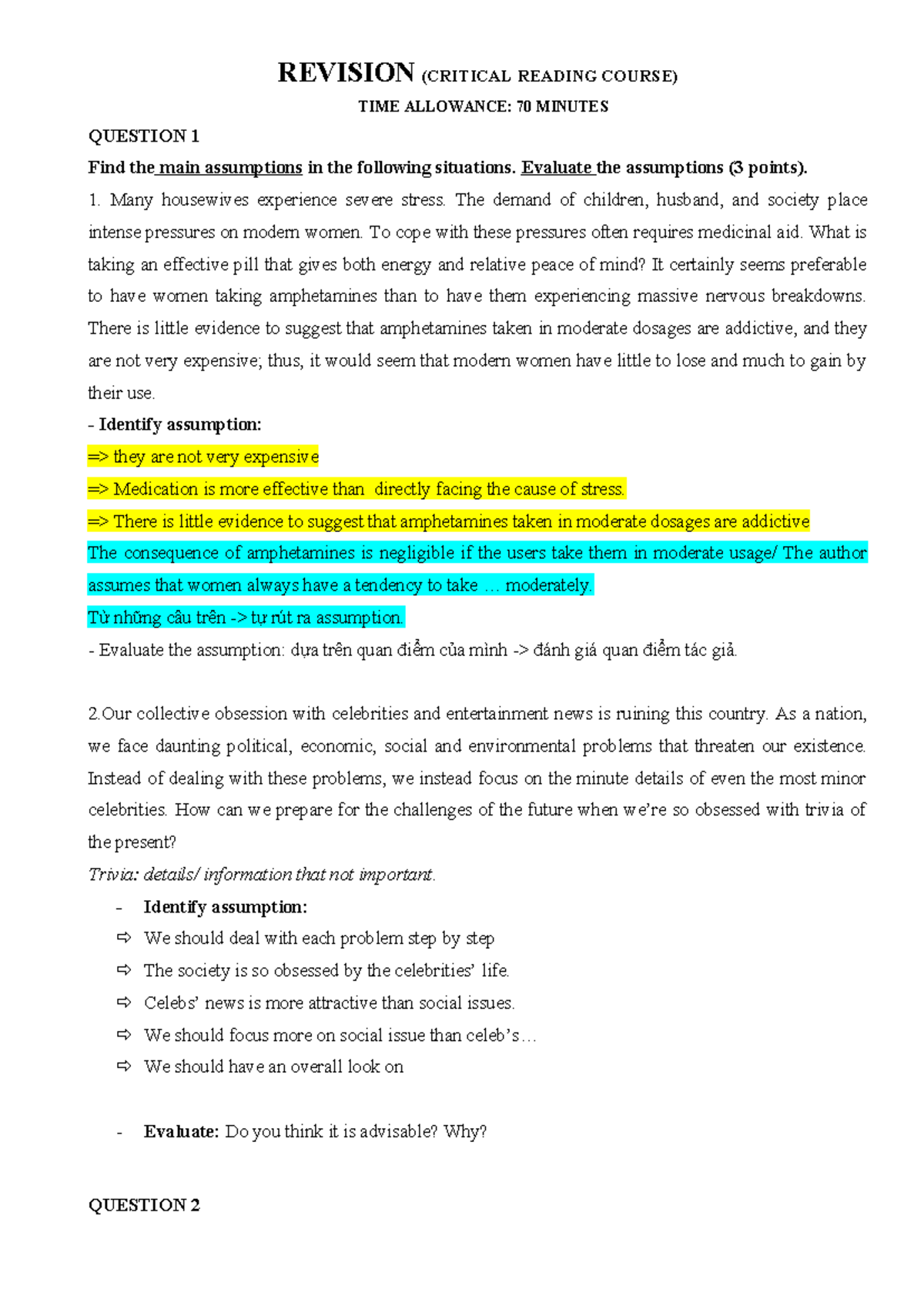 Critical Reading Revision Notes (CRITICAL READING COURSE) - Studocu