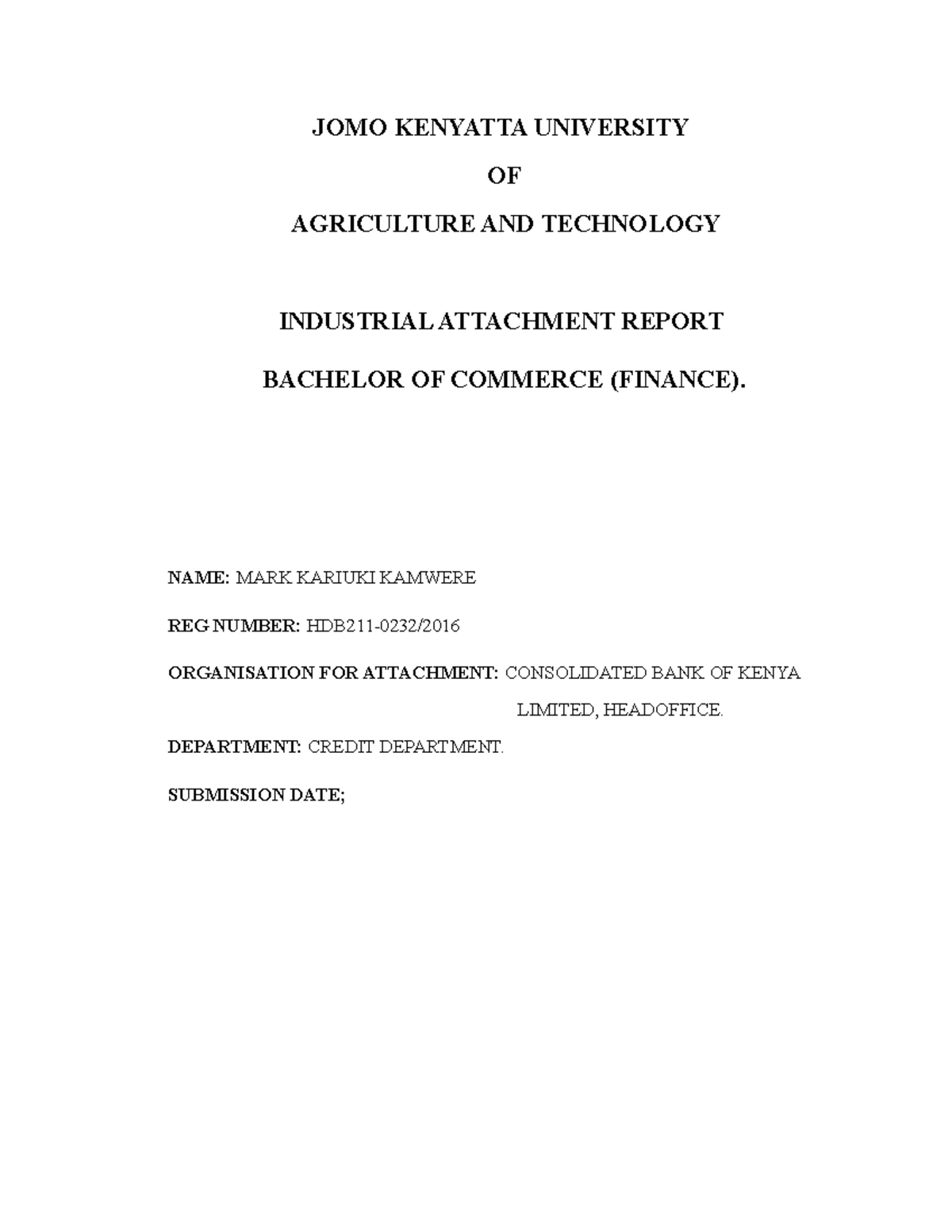 Attachement report sample 2 - A REPORT ON A THREE-MONTH FIELD ...
