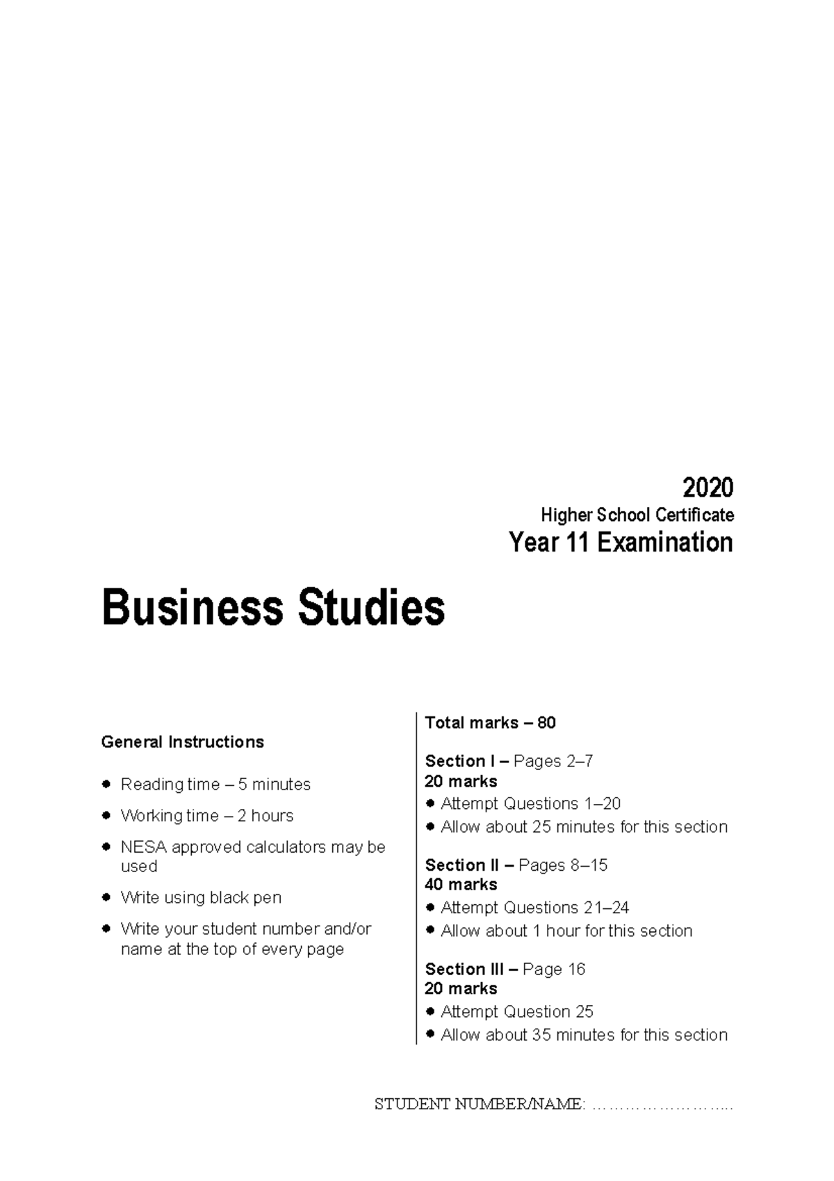 Business Studies Year 11 Exam Questions 2020 - Total Marks 80 - Studocu