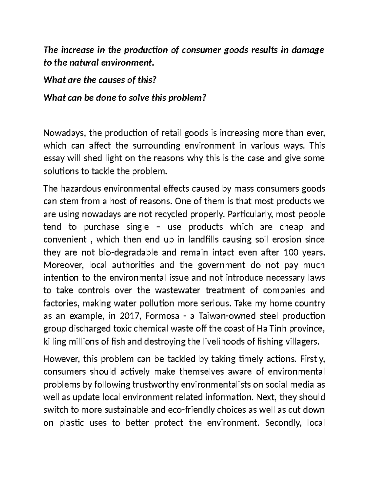 Consumer Goods Production and Environmental Impact: Causes & Solutions ...
