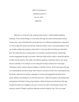 MKT 270 MOD 2 - Module 2 Assignment - Katelynn Lockwood Thursday ...