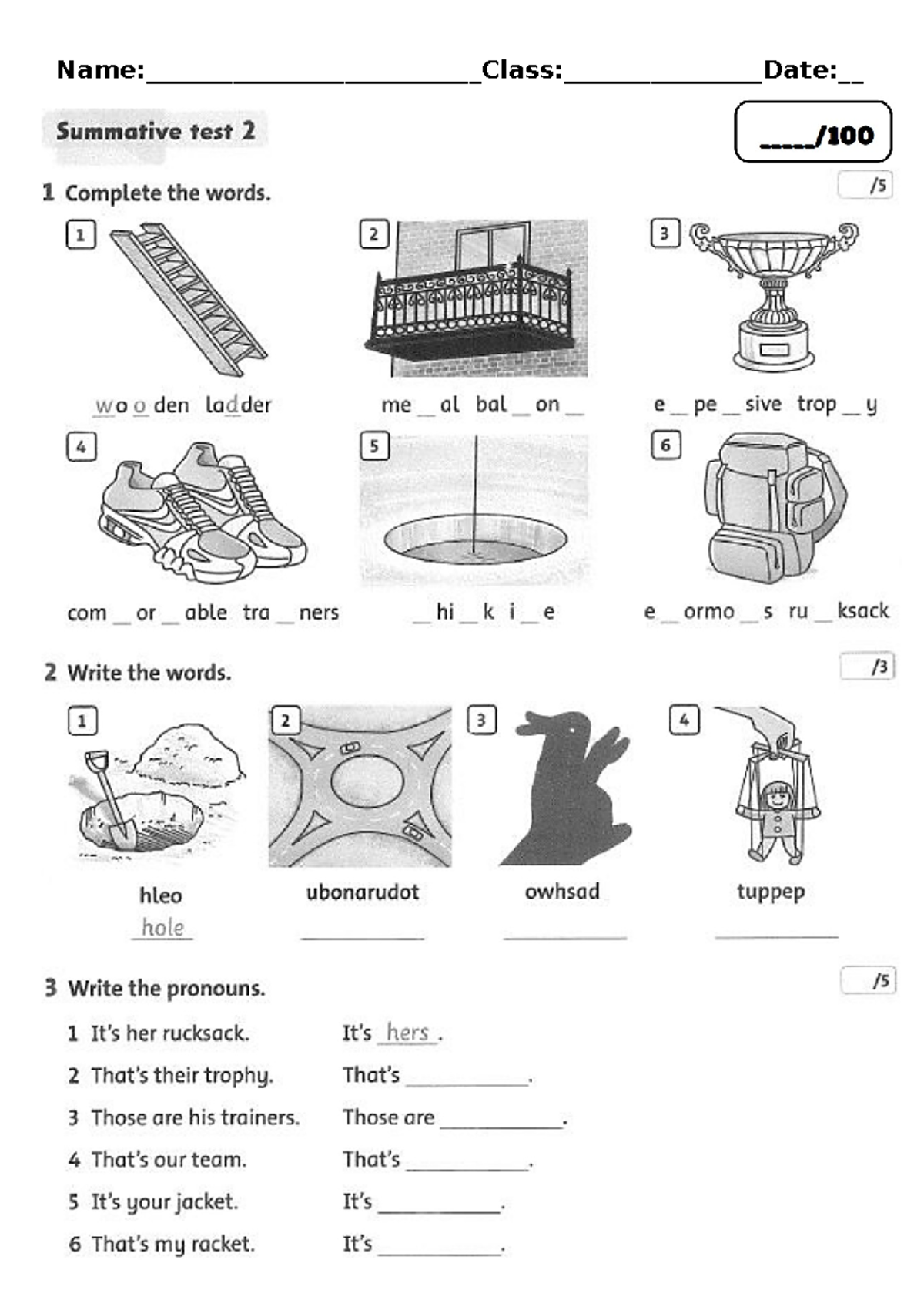 Kids 4 Test 2 - Unit 6B Answer Key and Instructions - Studocu