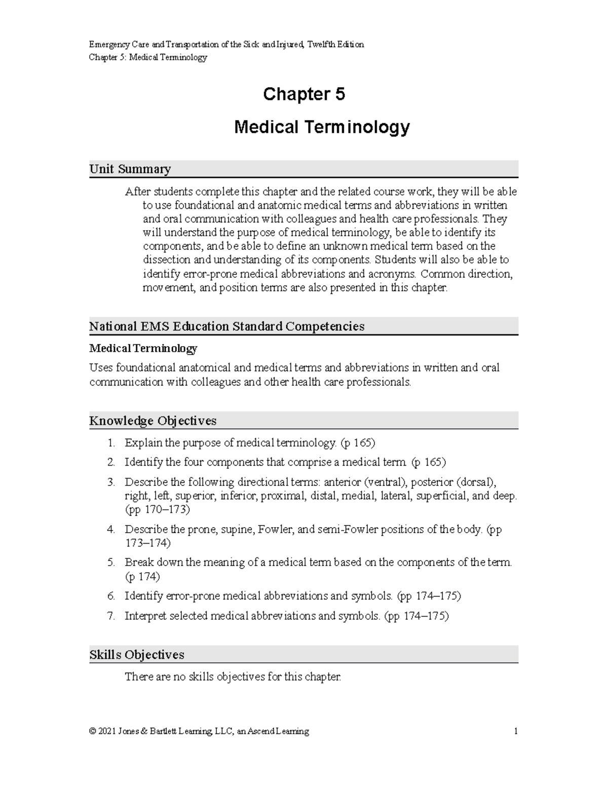 EMT 101 Medical Terminology: Chapter 5 Overview and Key Concepts - Studocu