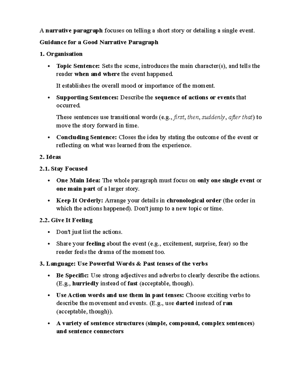 ENG101: How to Write a Compelling Narrative Paragraph - Studocu