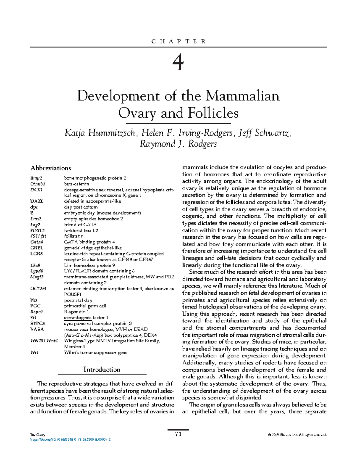 Chapter 4 development of mammalian ovary and follicles - C H A P T E R 4 Development of the ...