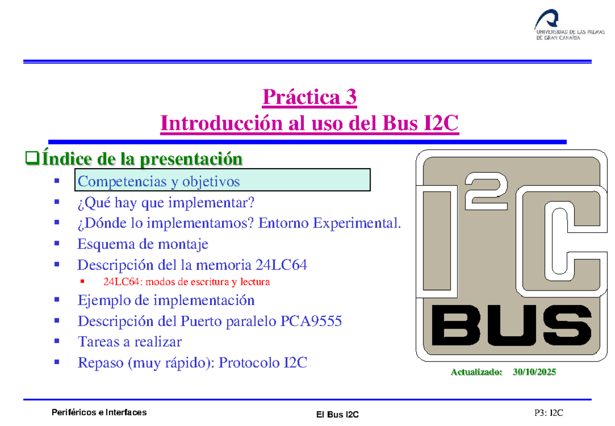P3: I2C - Práctica sobre el uso del Bus I2C y la memoria 24LC64 - Studocu
