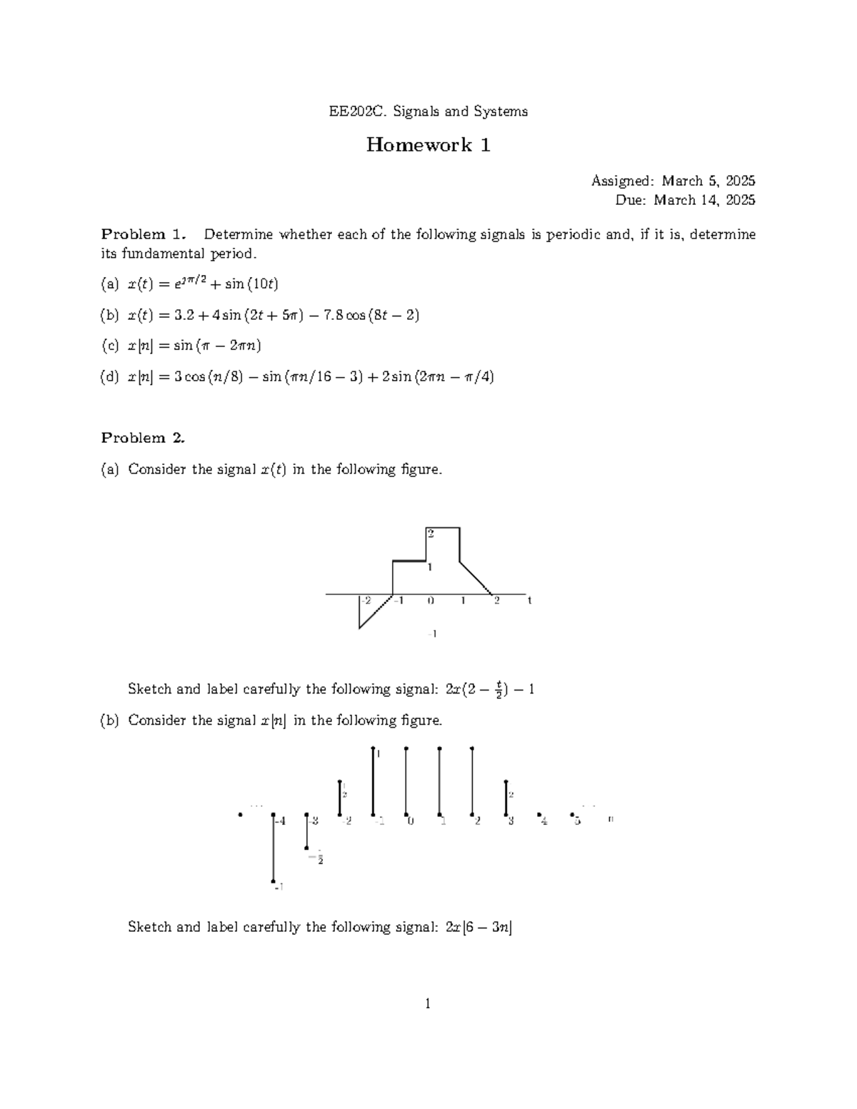 EE202C Signals and Systems HW1: Periodic Signals Analysis - Studocu