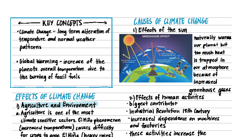 Social Studies: Key Concepts on Climate Change Causes and Effects - Studocu