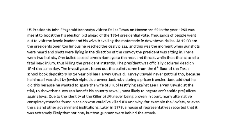 JFK Assassination Analysis - DFEAS - Studocu