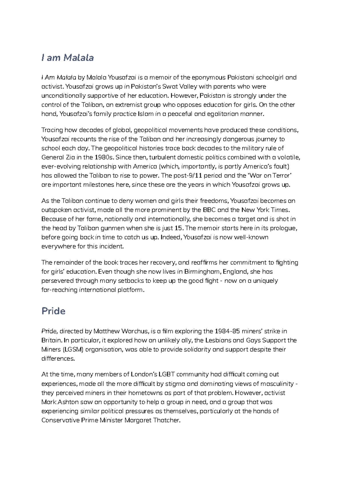 Malala and Pride Background Info - I am Malala I Am Malala by Malala ...