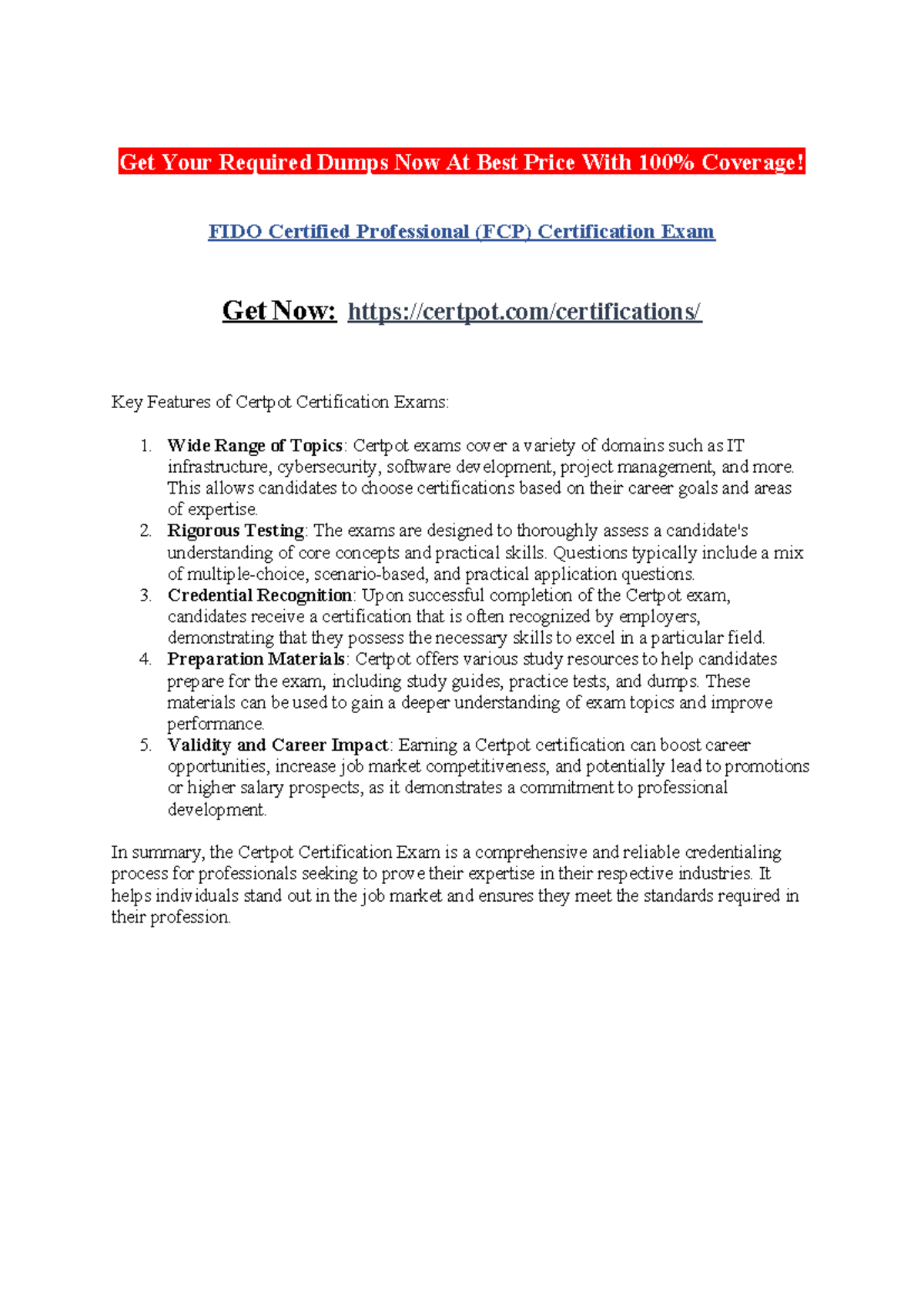 FIDO Certified Professional (FCP) Certification Exam - Get Your ...