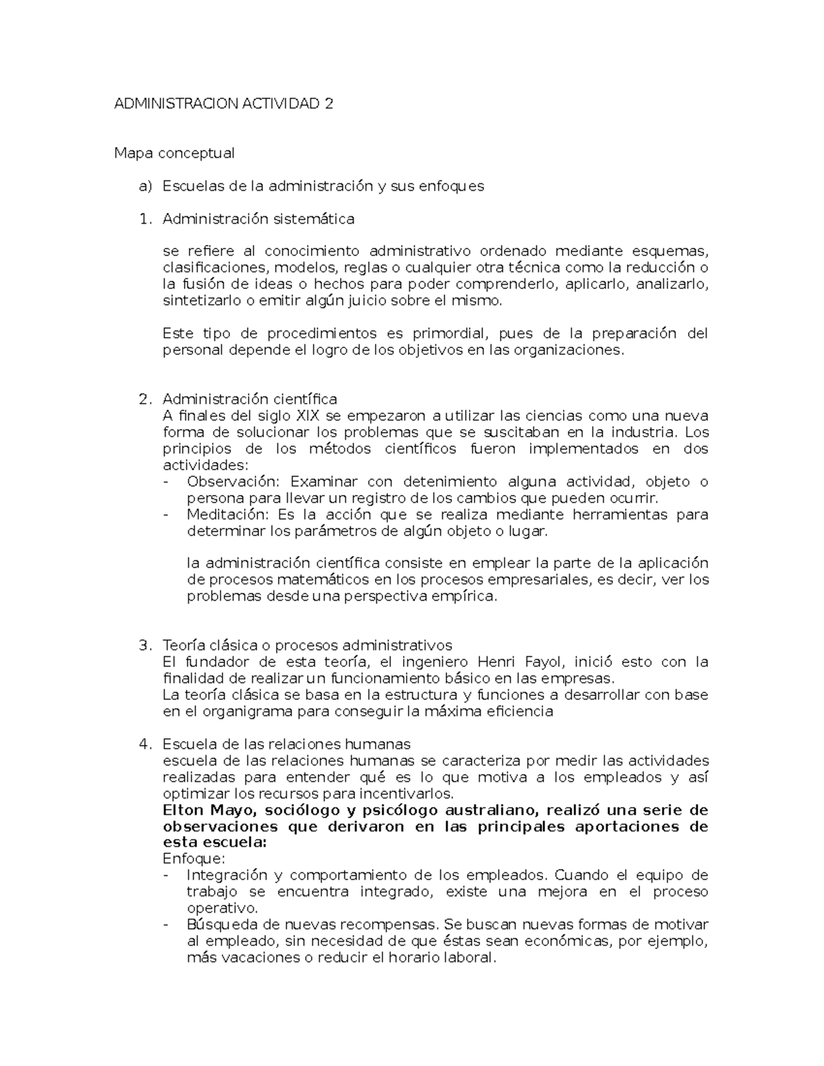 Actividades de Admin. - Mapa Conceptual y Psicología Organizacional - Studocu