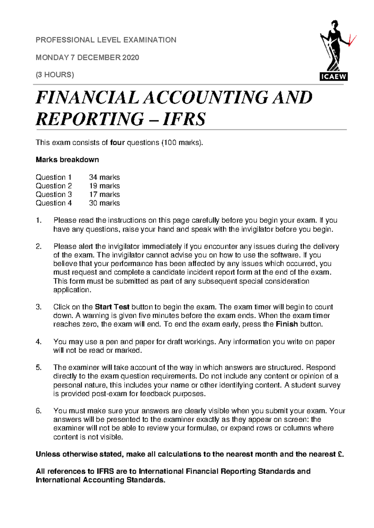 Final Exam: Financial Accounting Reporting IFRS Dec 2020 Analysis - Studocu