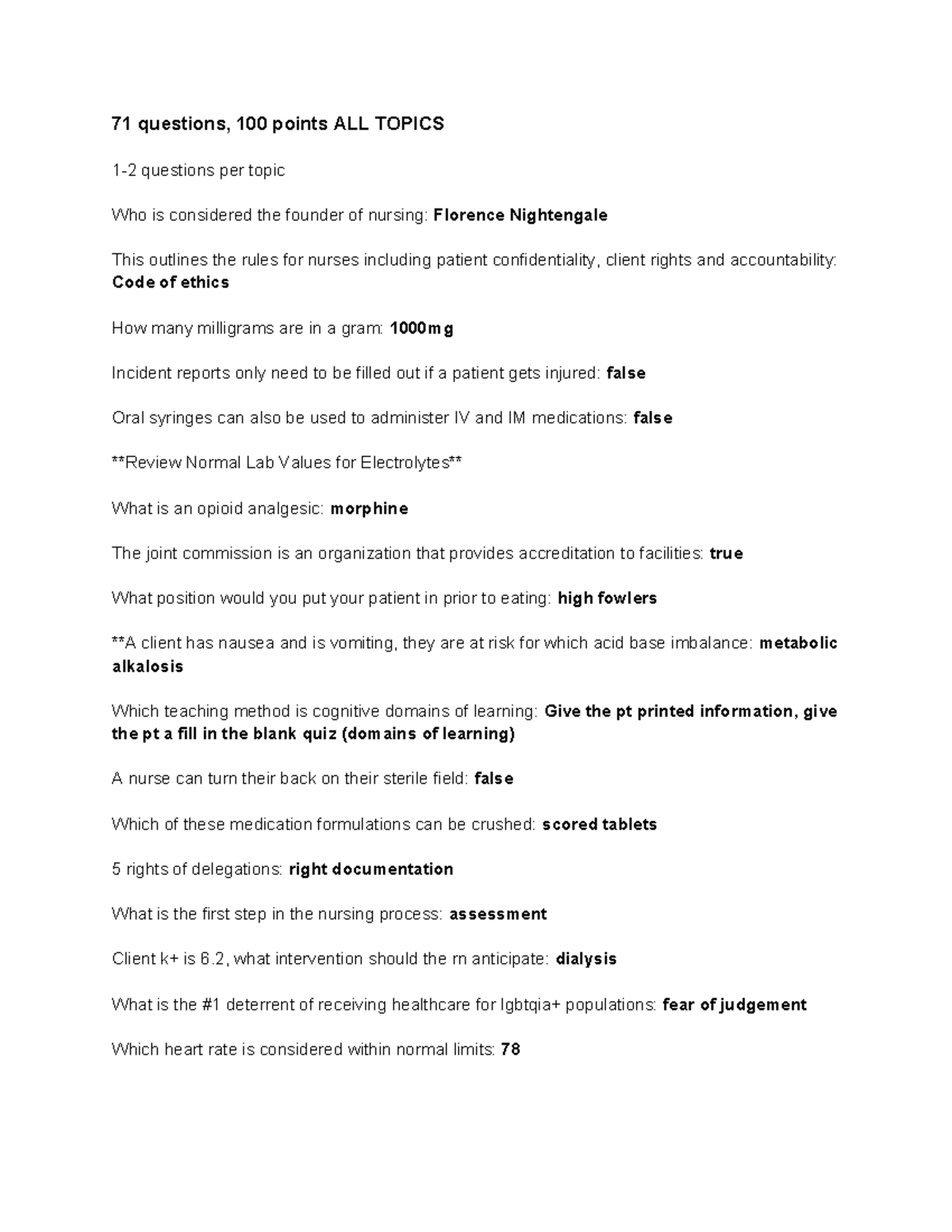 Nursing 100 ATI Practice Questions: Key Concepts & Quiz Prep - Studocu